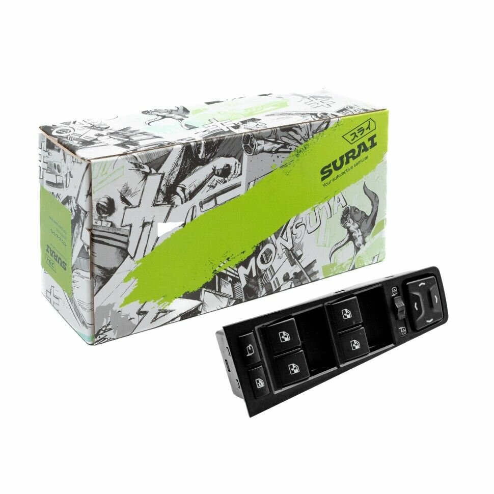 Блок управления стеклоподъемника SURAI для Lada Vesta 4 клавиши с эл. регулировкой и складыванием зеркал (SR 00763, аналог 8450031530)