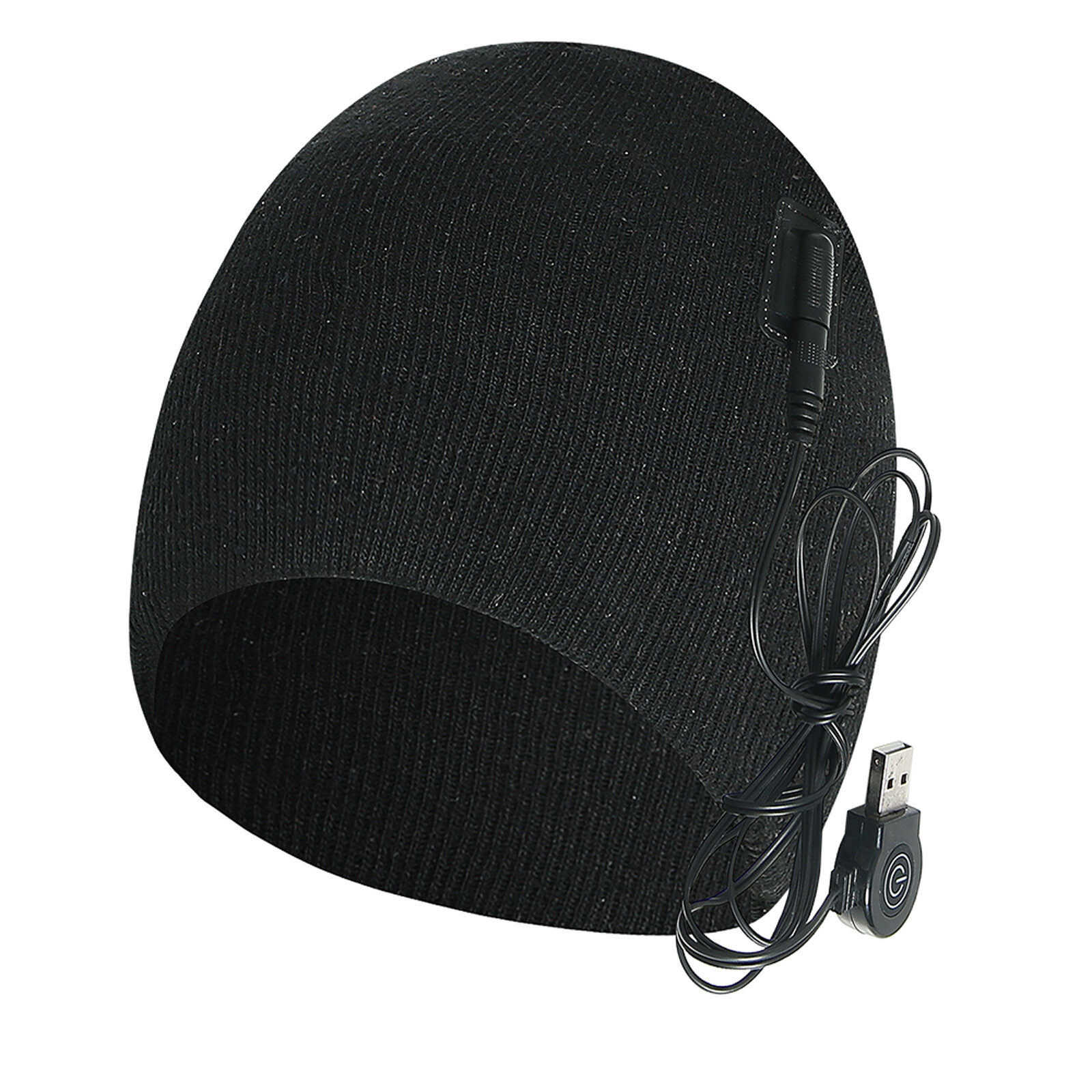 Шапка вязаная теплая осенняя зимняя USB зарядка горячая шапка для занятий спортом на открытом воздухе горнолыжная кепка против электрогорячей шапки нагреваемая беани, черный, винный красный, серый, полиэстер, 5V, 240*240мм, 100г, 1шт, кабель USB 1шт