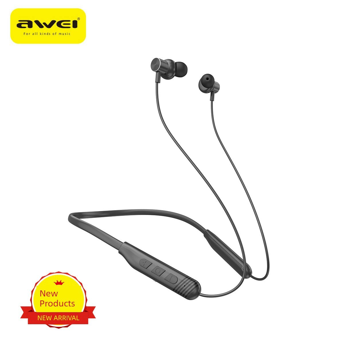 Беспроводные вкладыш-наушники AWEI с Bluetooth 5.4 для бега, спорта и музыки, одна пара для двух устройств