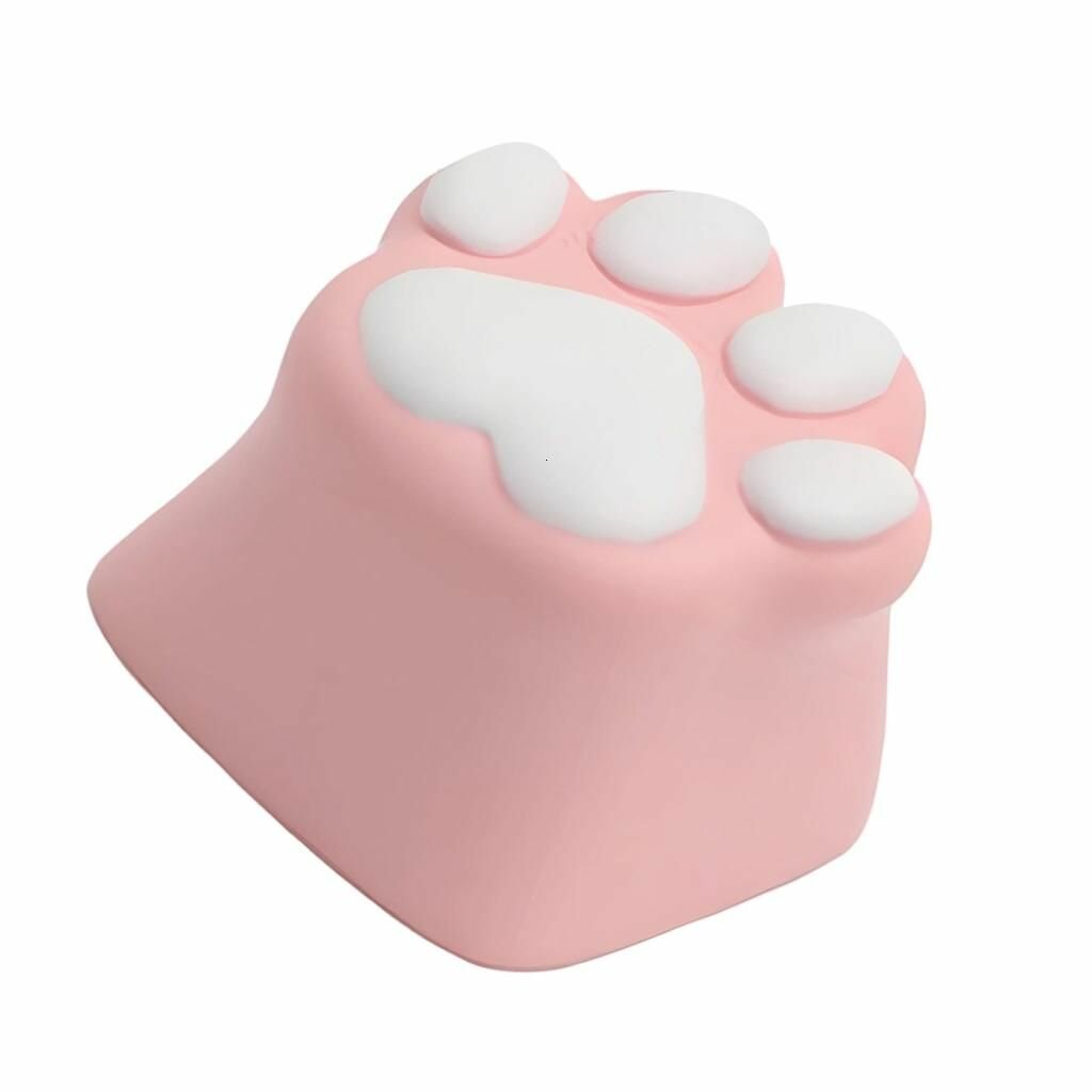 Разноцветные кейкапы с кошачьими лапками, Розовый и белый