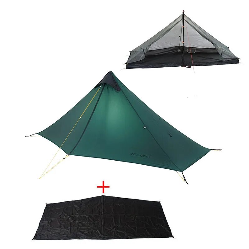 Палатка 3F UL Gear Lanshan 1 Plus 3-4 сезона Темно-зеленый, T door 3s Green n FP