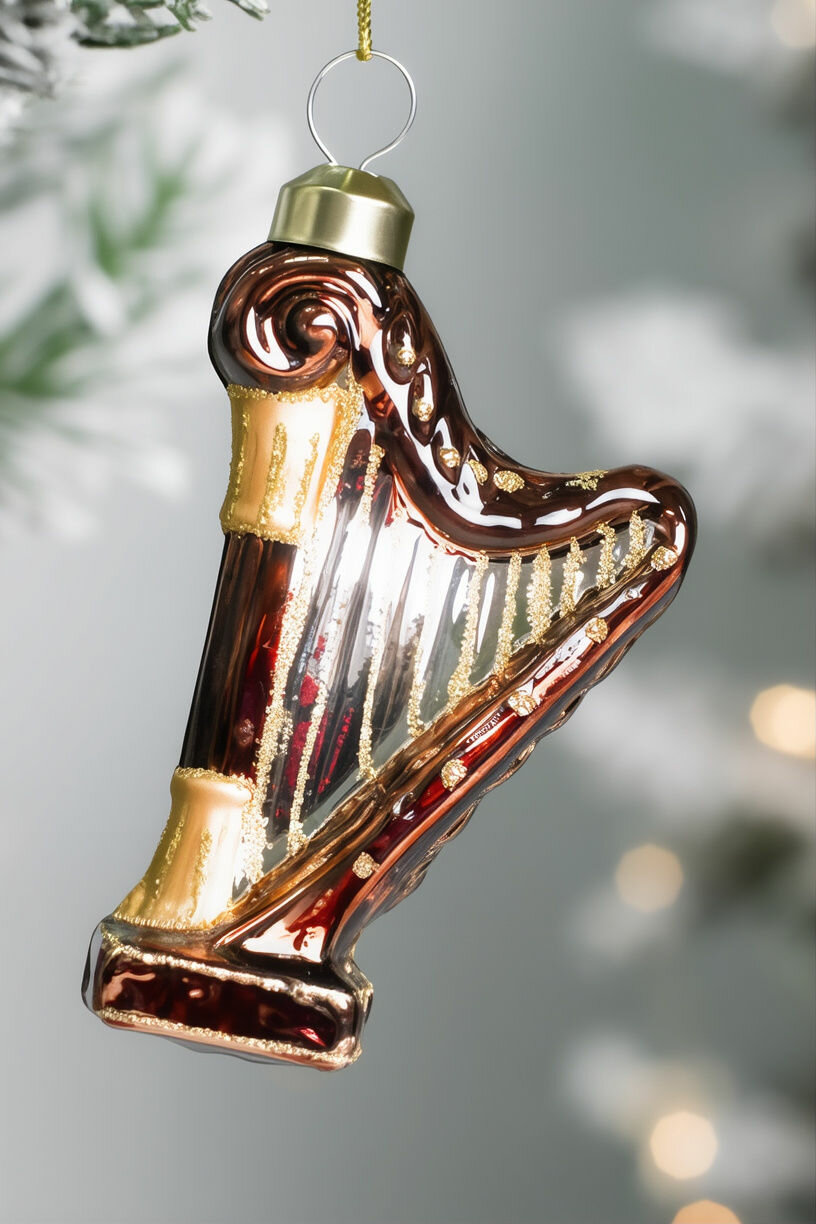 Ёлочная игрушка волшебная арфа, стекло, 9 см, Winter Deco 1001244