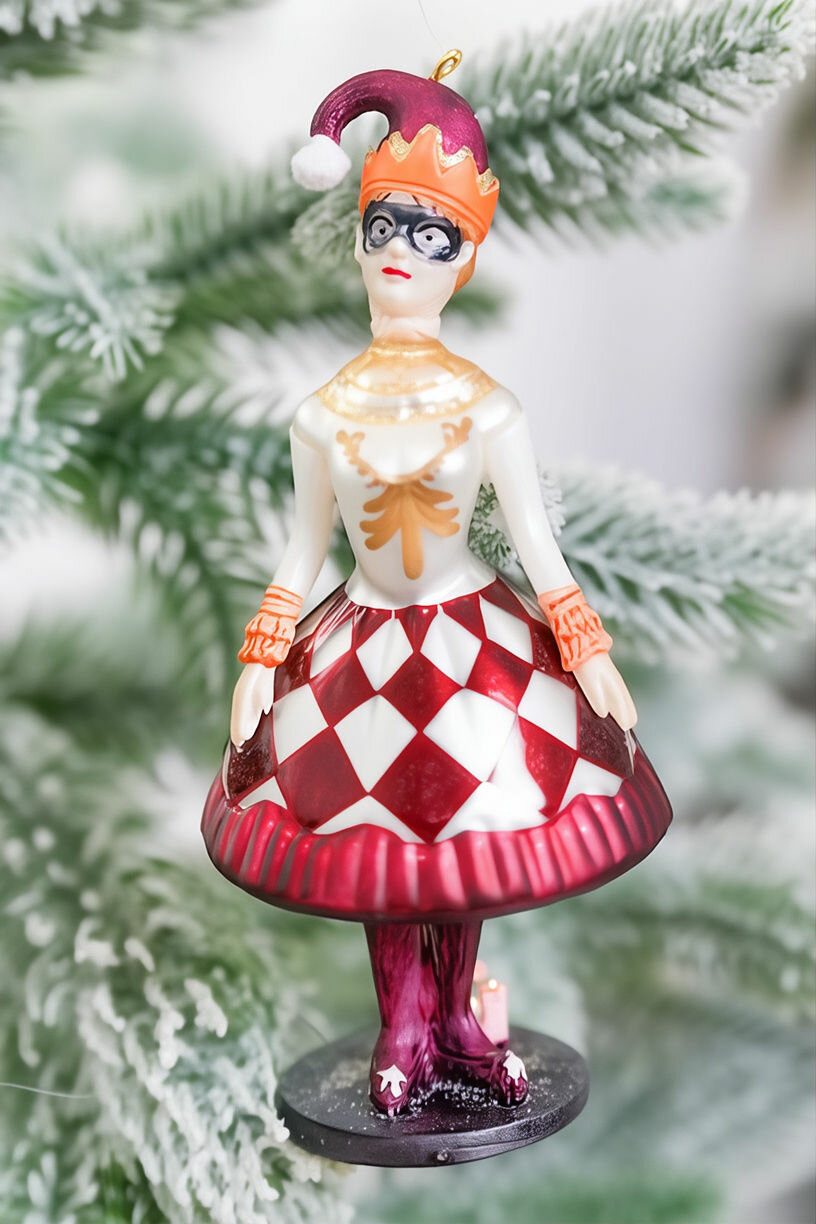 Ёлочная игрушка коломбина, стекло, 14 см, Winter Deco 1001238