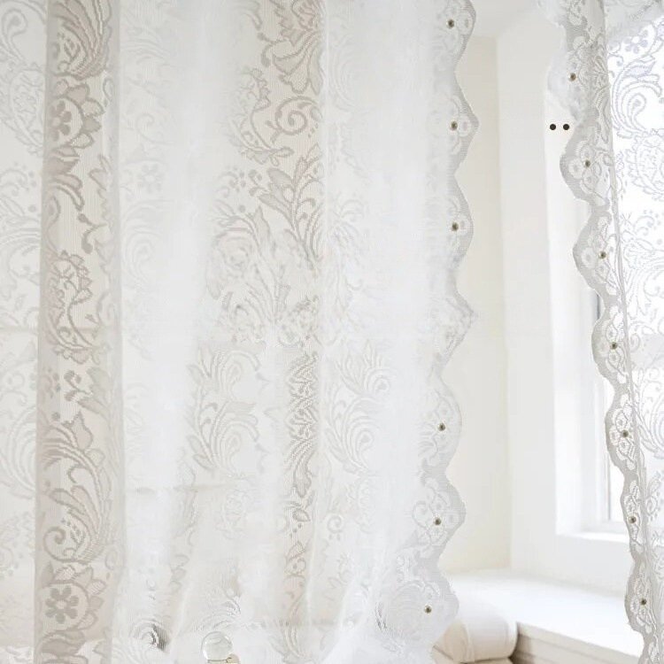 Французская кружевная дверная занавеска, разделительная занавеска для спальни и кухни, свежая декоративная занавеска, прозрачная занавеска в пасторальном стиле, короткая занавеска для маленького окна