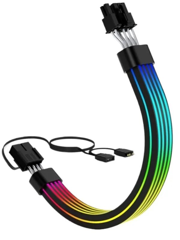 EBAICFI Удлинитель кабеля PCI-E 6+2-pin/PCI-E 8-pin, 0.345 м, черный