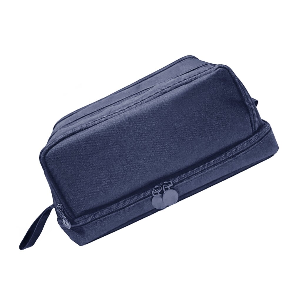 Портативный пенал с четырьмя окнами, простая многофункциональная сумка для хранения большой емкости, канцелярские принадлежности для старшеклассников, мужчин и женщин-темно-синий