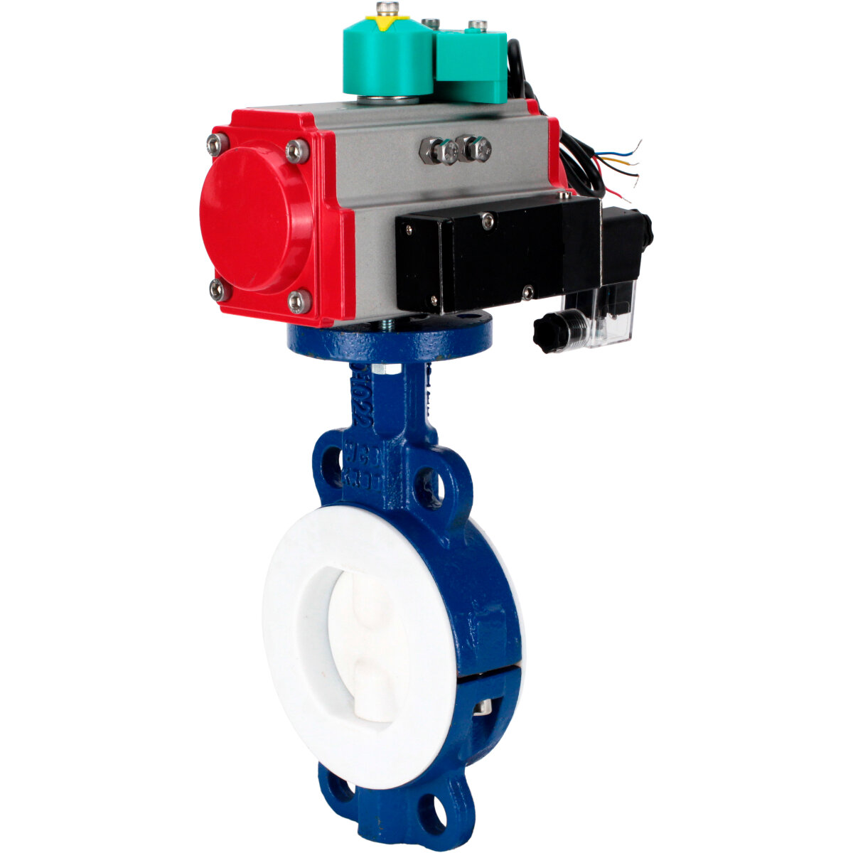 Затвор дисковый поворотный DN. ru WCB-WCB-PTFE-PTFE-Fb-R Ду150 Ру16 корпус - углеродистая сталь WCB, диск - углеродистая сталь WCB, футерованный PTFE, уплотнение - PTFE, с DA-105, PND2-S1EM-52-1NC-J08-24VDC и МППП-200