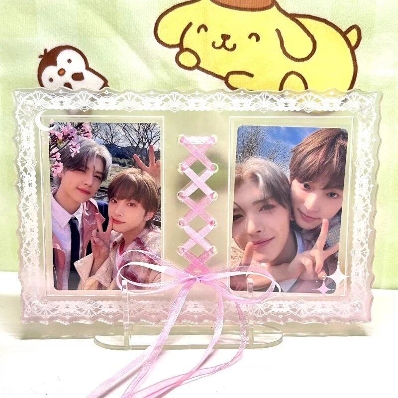 Кружевная акриловая фоторамка с кружевом идолом, кружевная рамка для хранения со звездой, новая двойная фоторамка