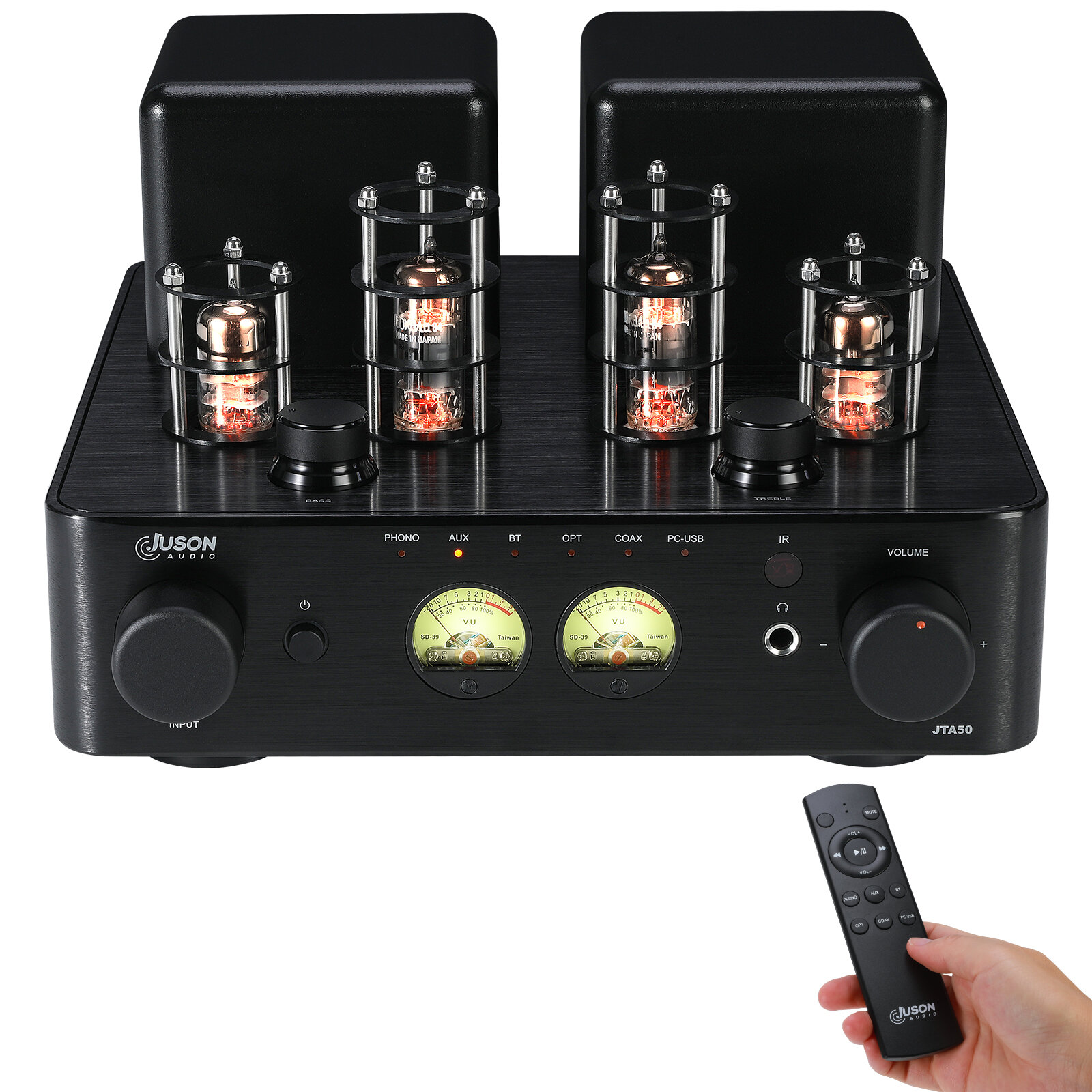 Juson Audio JTA50-N модернизированный ламповый усилитель Hi-Fi начального уровня мощностью 130 Вт с Bluetooth 5.0, пультом ДУ, AUX, коаксиальным входом, входом Phono и USB-выходом для сабвуфера