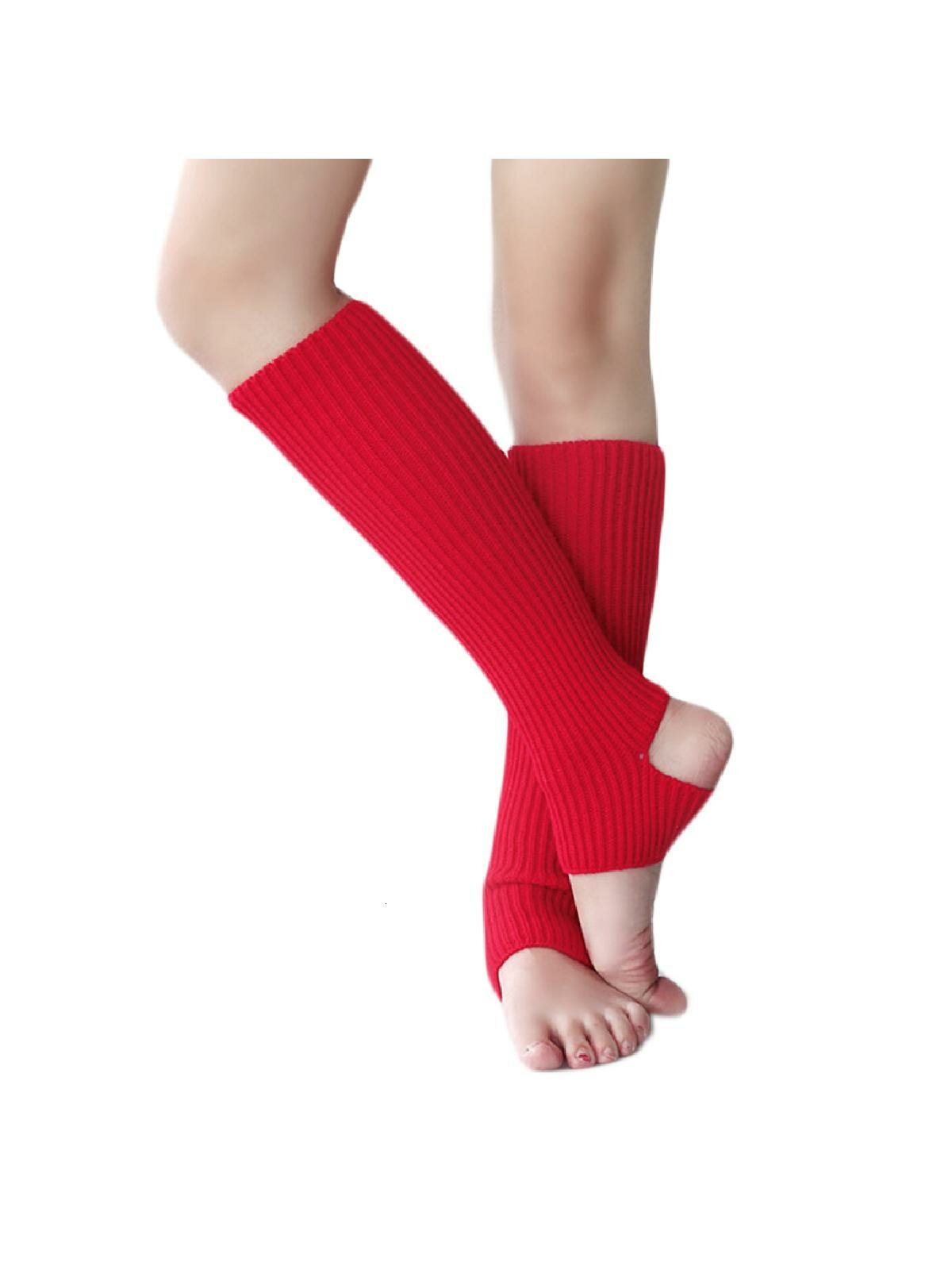 Женские балетные гольфы без пальцев, красный