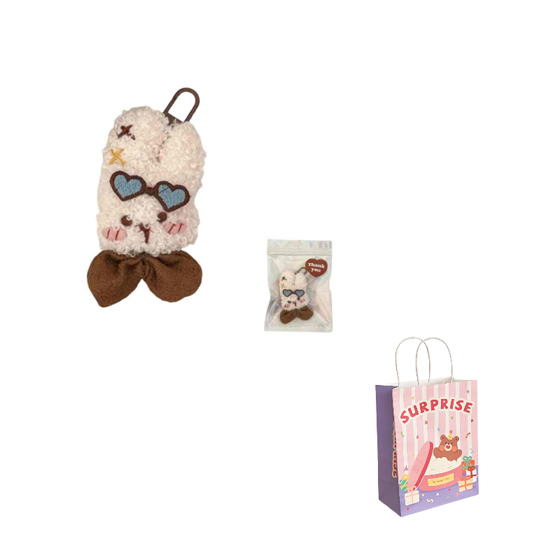 PANGPANGLONG Fall Winter Maillard Style Color Bunny Puppy Plush Pendant 8cm High null