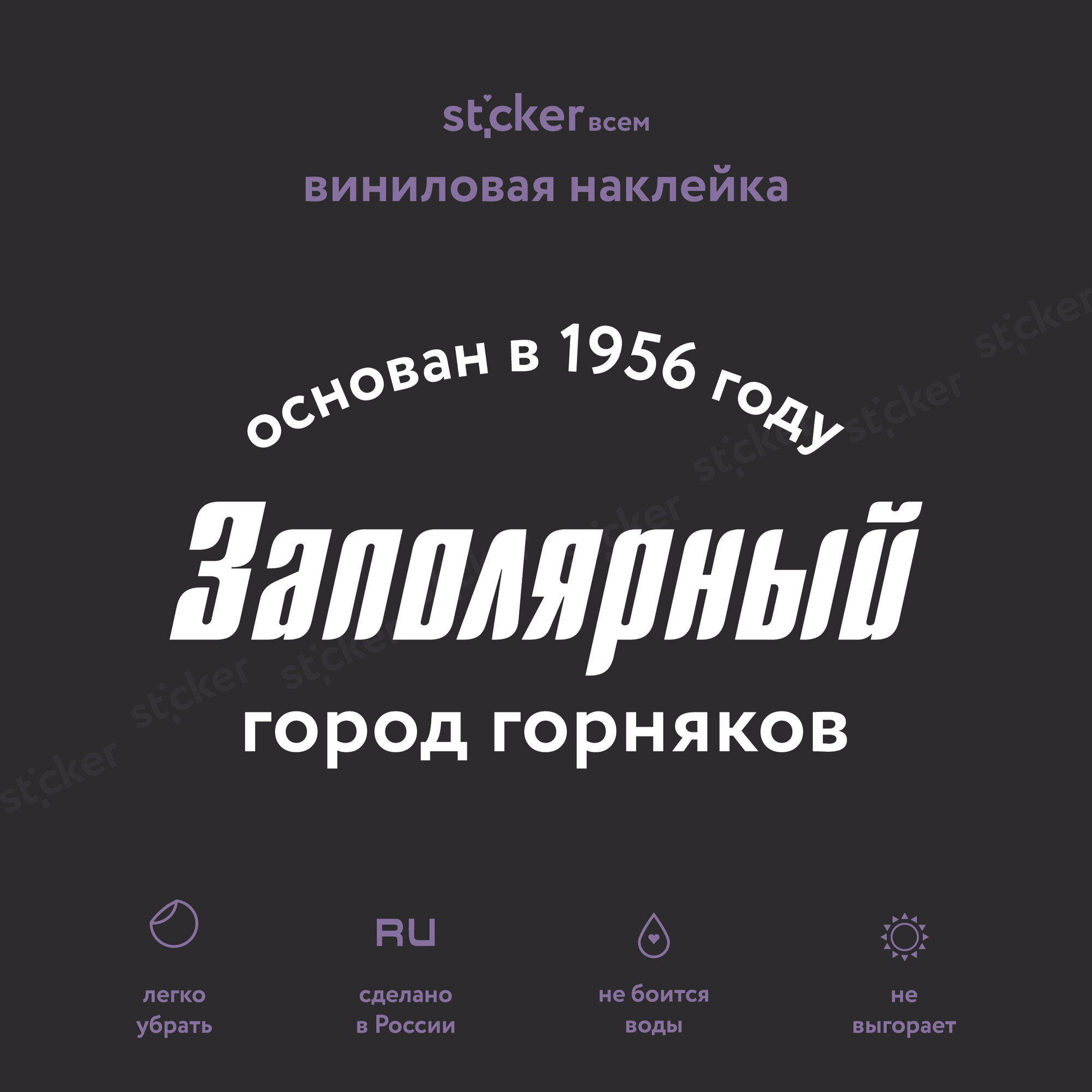 Наклейка "Заполярный / город Заполярный / Мурманская область " 20х11 см