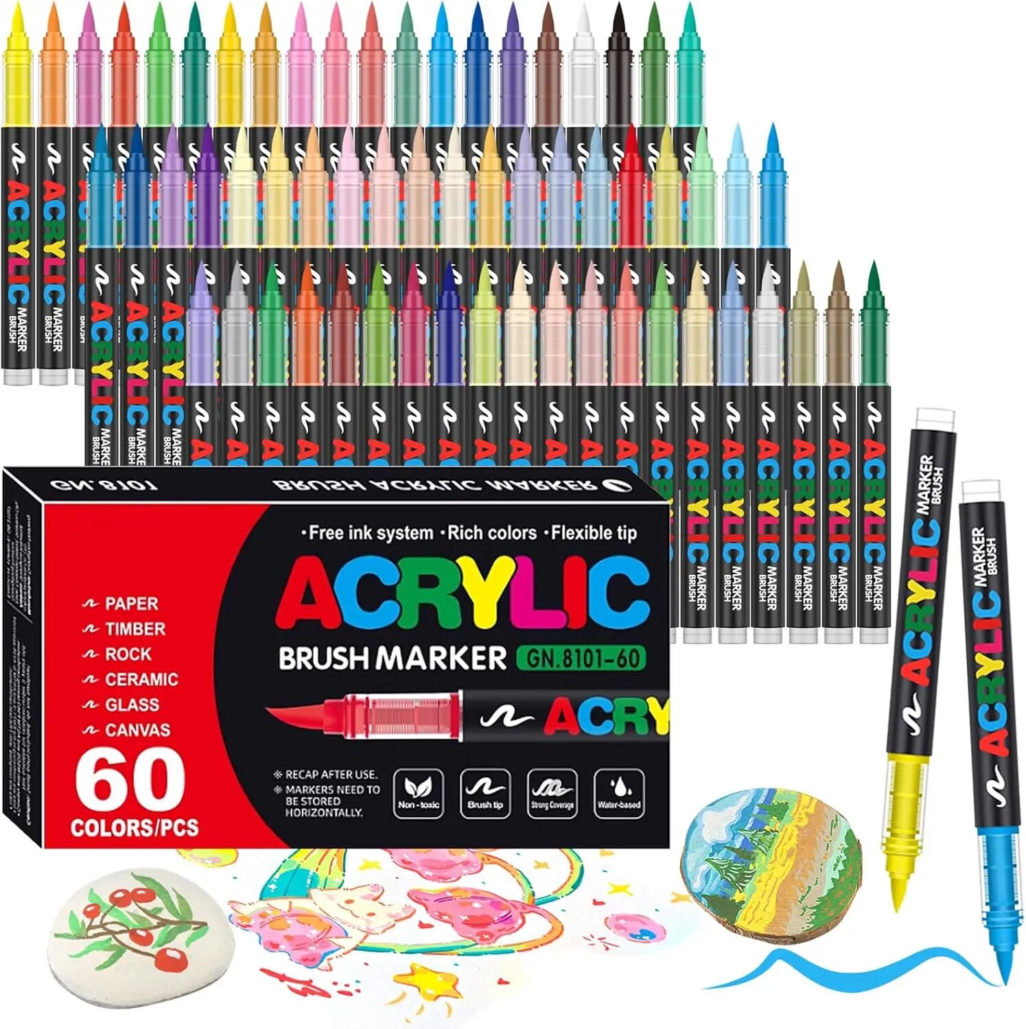 Маркеры акриловые Brush Marker 60 цветов