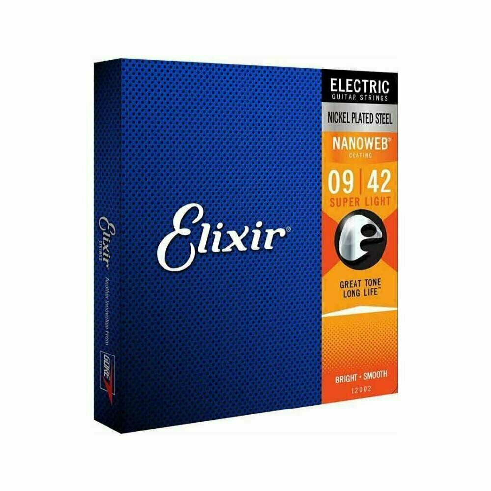 Elixir 12002 NANOWEB Комплект струн для электрогитары, Super Light, 9-42.
