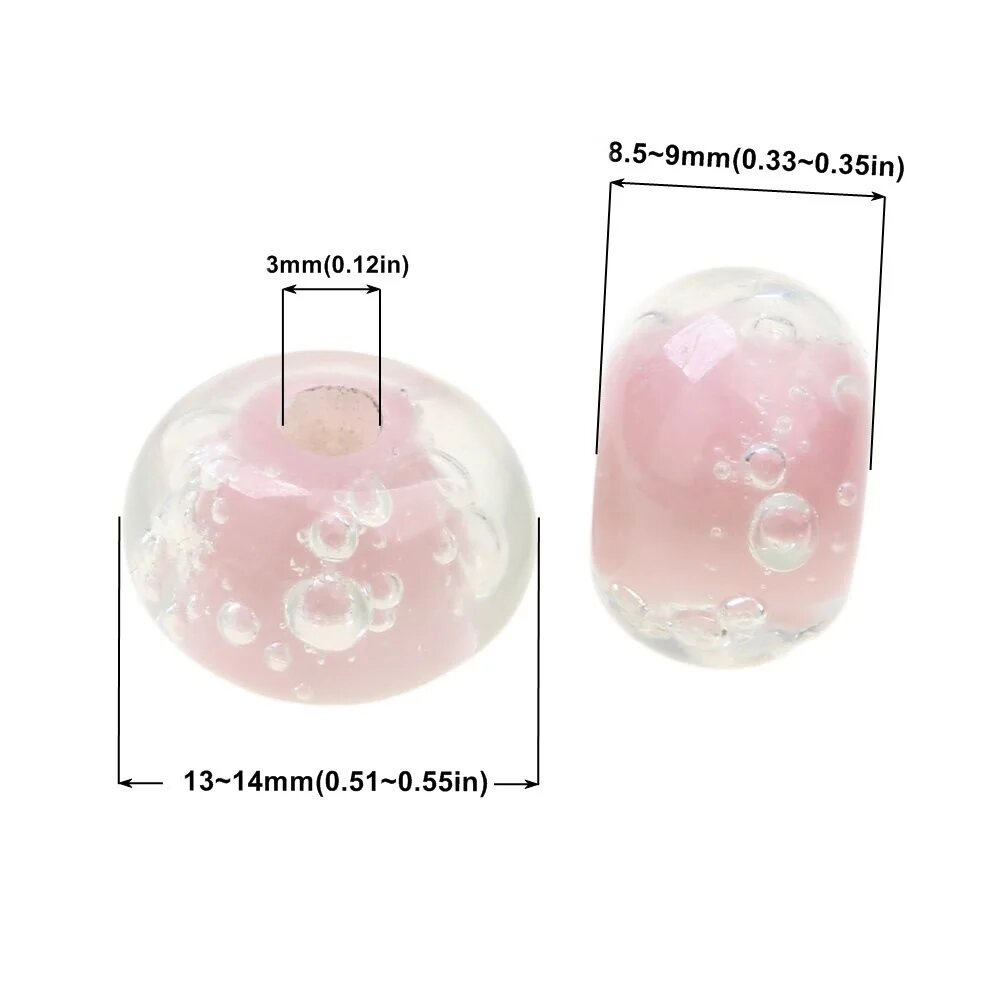 OLINGART Розовые стеклянные бусины Lampwork 2 шт Розовый, Pink 24 2PCS