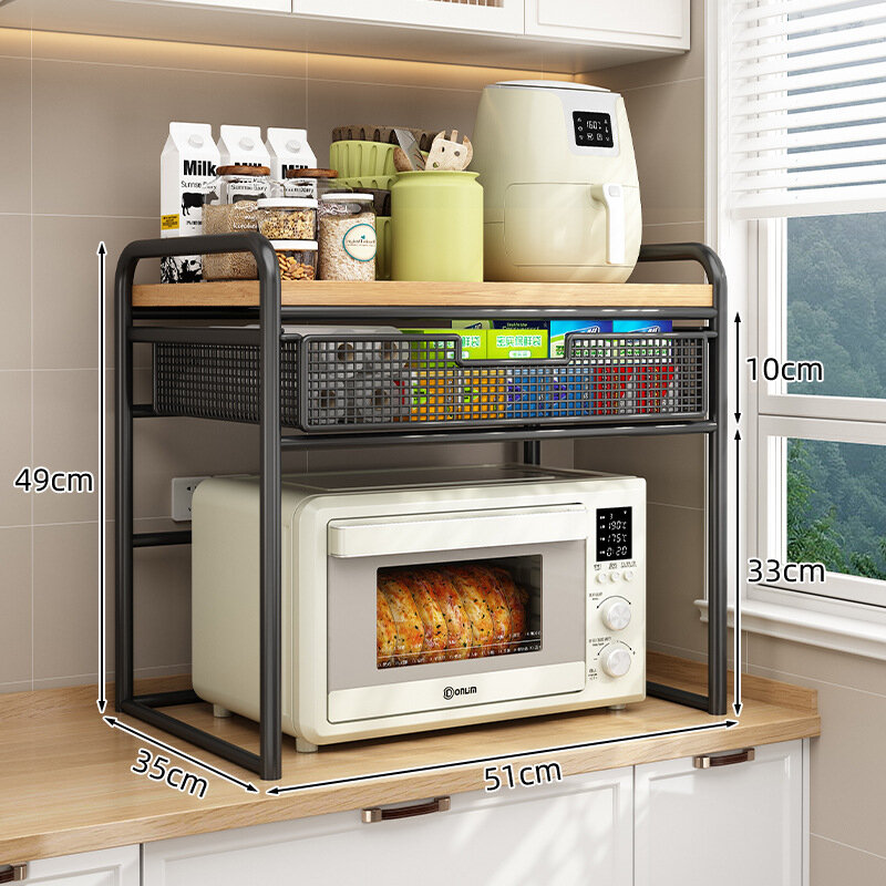 Кухонная полка для микроволновой печи, многоуровневая полка для печи, выдвижная полка для хранения пищевой пленки, многофункциональная полка для специй