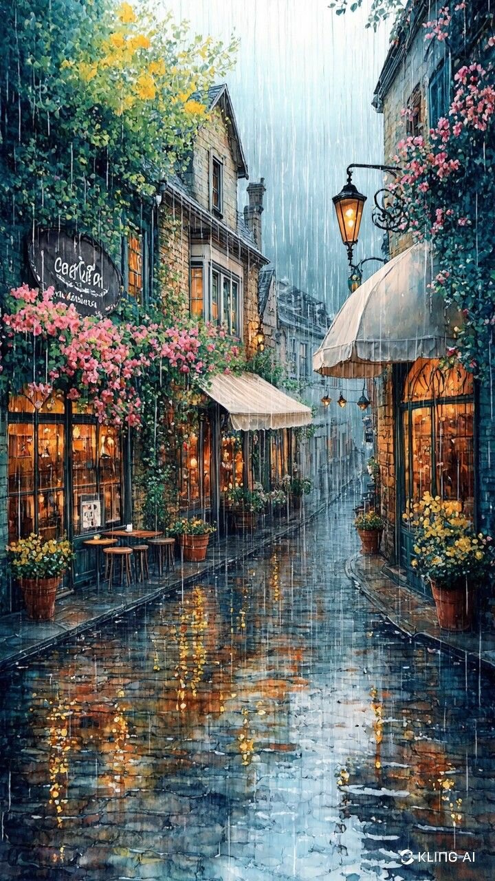 Алмазная живопись "Город после дождя", 5D, круглая, 40x50 см. Производитель: Brose Art.