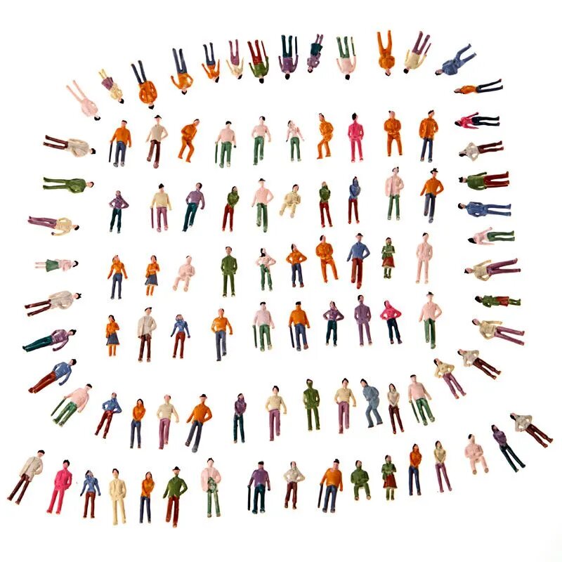 Набор окрашенных фигурок людей 1:75 для диорам, 100 шт.