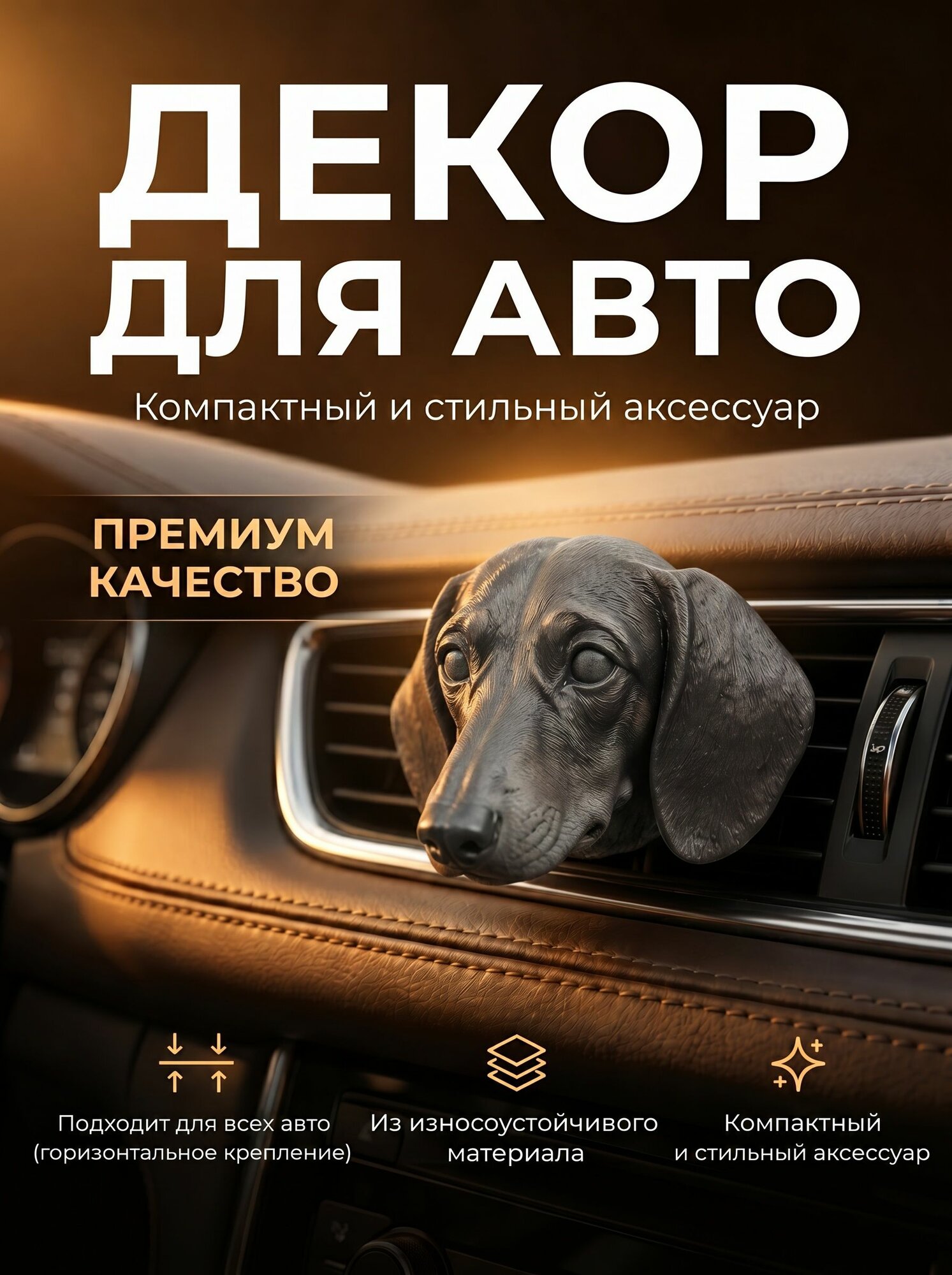 Такса - игрушка на вентиляционную решетку автомобильная
