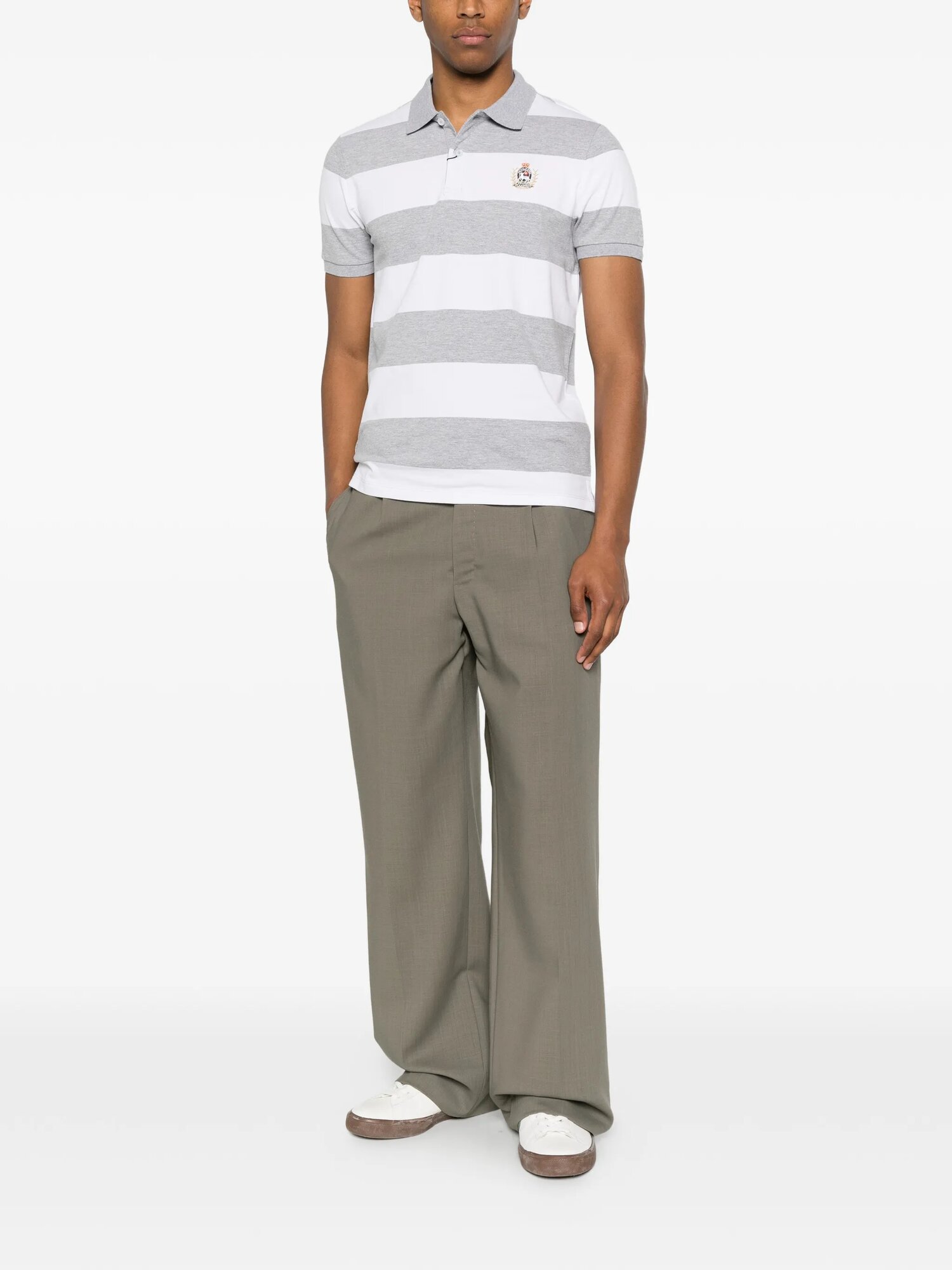 Рубашка Johnny Lambs Striped-pattern polo shirt, размер 52, серый — фото 1