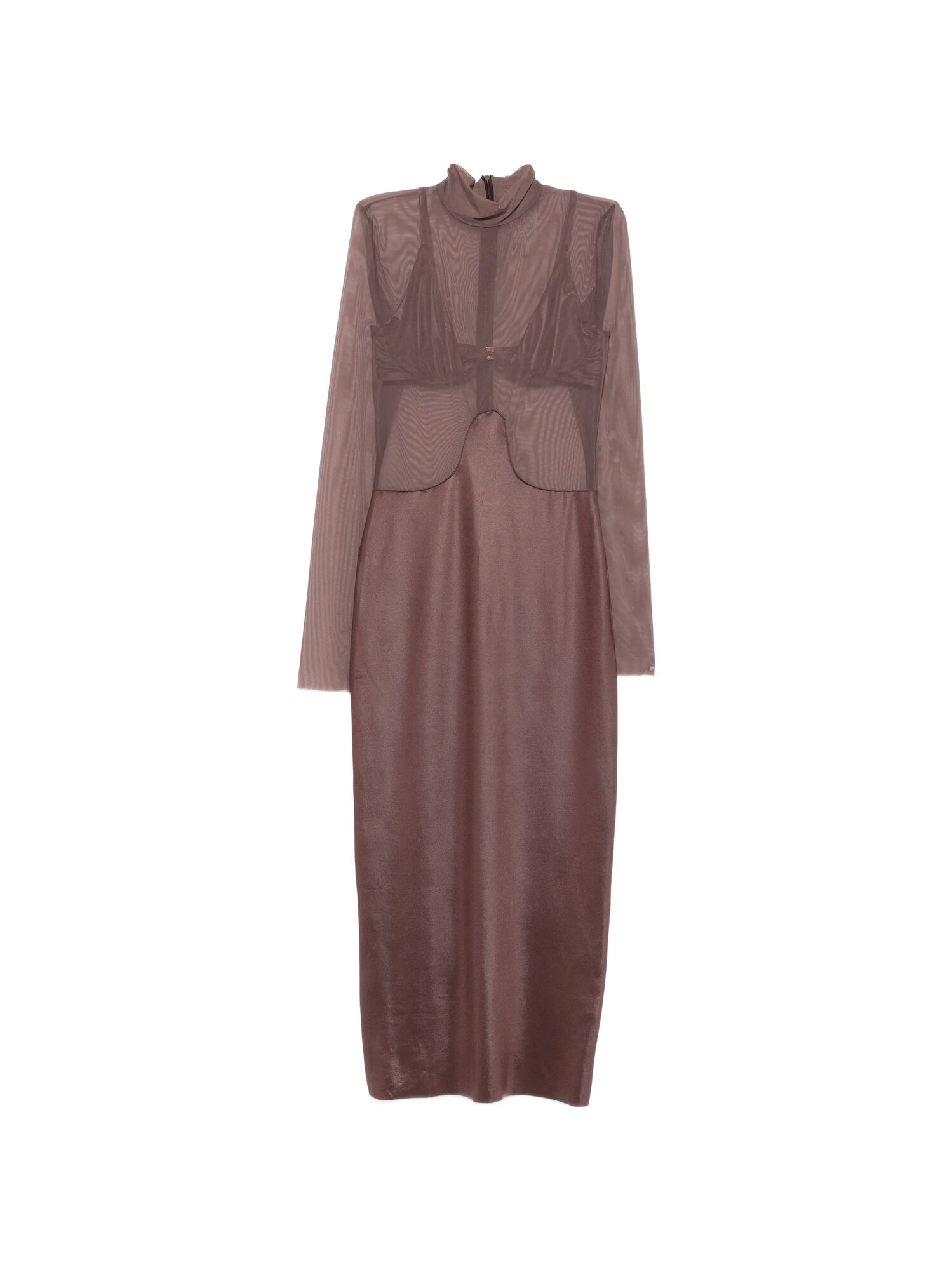 Платье Mesh-panelled long-sleeve dress