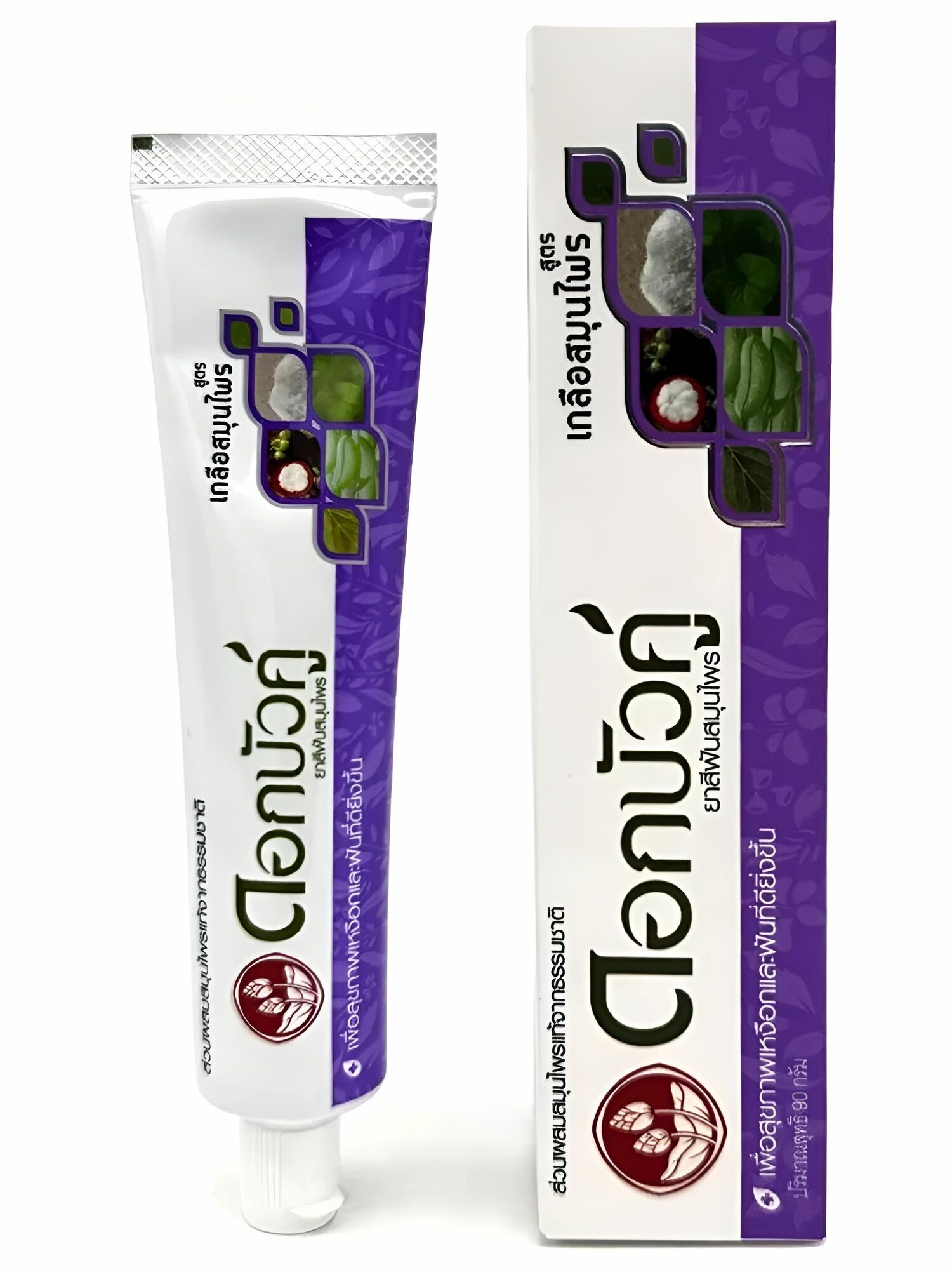 Зубная паста Twin Lotus Dok Bua Ku Herbal, 100 г, отбеливающая, против неприятного запаха, фиолетовая