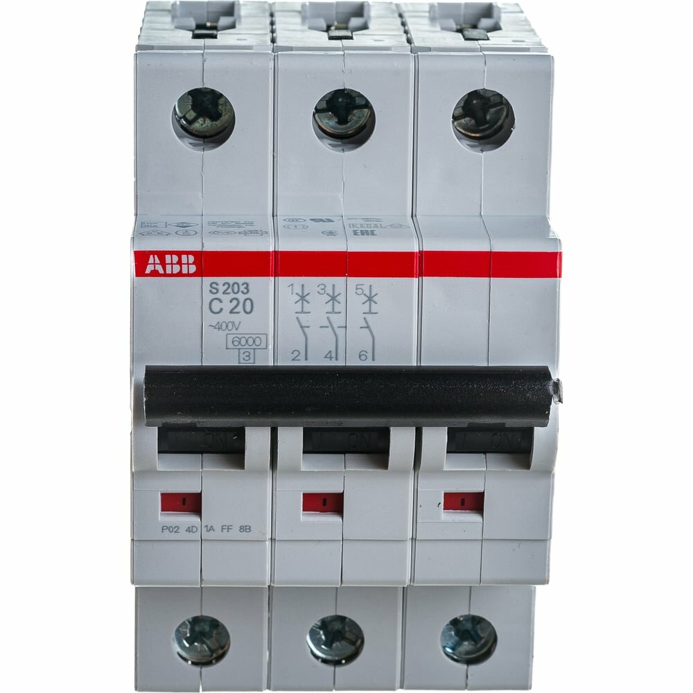 Автоматический модульный выключатель ABB 3п C S203 6кА 20А 2CDS253001R0204