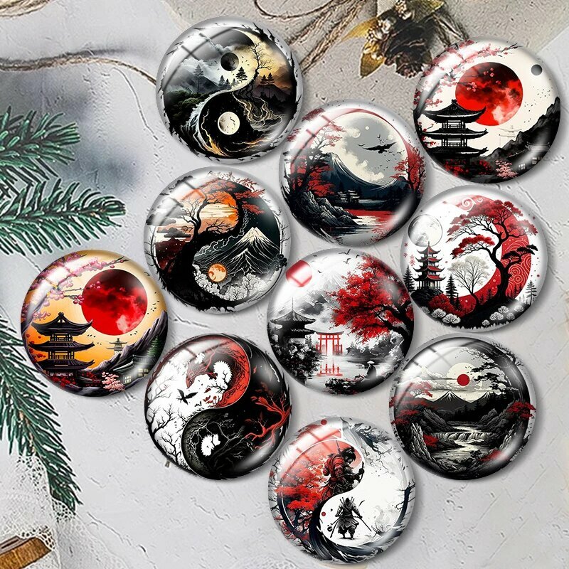 Стеклянные кабошоны Yin Yang Tai Chi Sun Moon 10 шт.