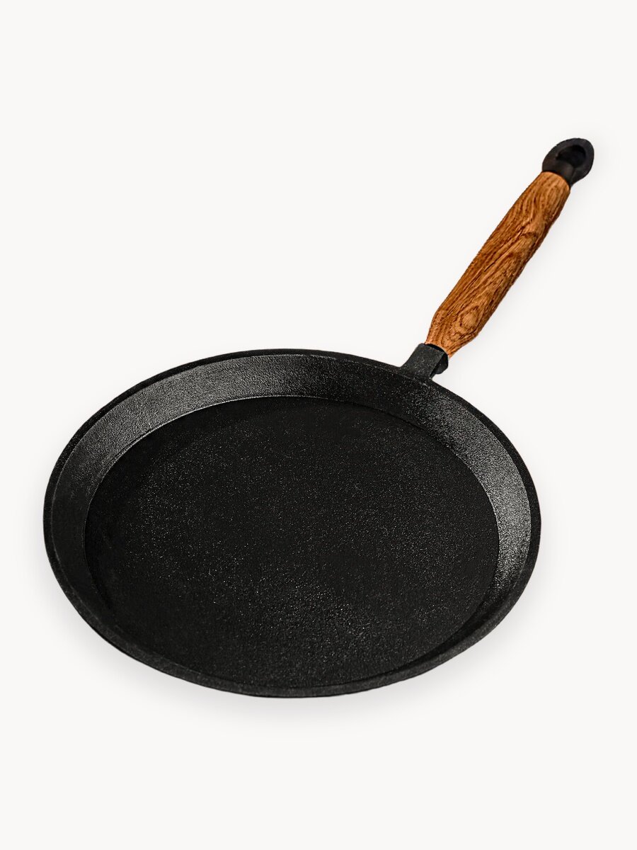 Сковорода блинная Magma, чугун, d=24 см, h=1.5 см, деревянная ручка