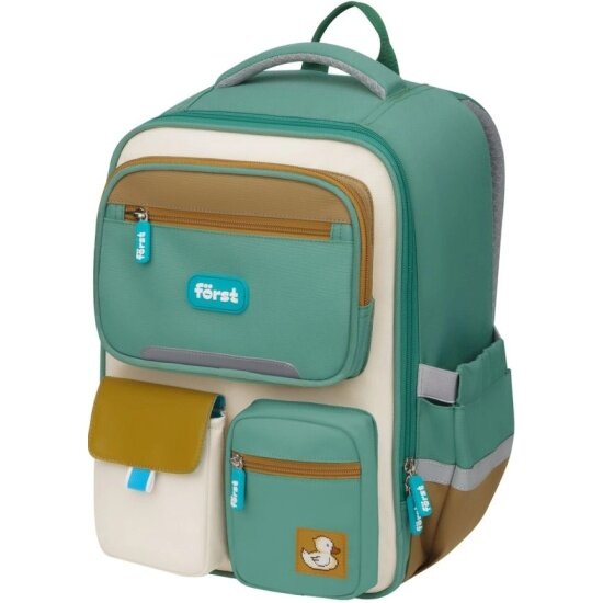 Ранец Forst F-Style "Green" 38*26,5*16 см, 1 отделение, 6 карманов, анатомическая спинка
