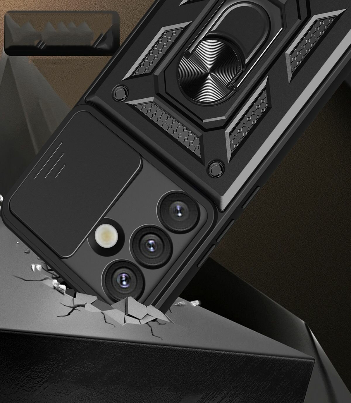 Чехол с кольцом Bumper Case для Samsung Galaxy S25 черный