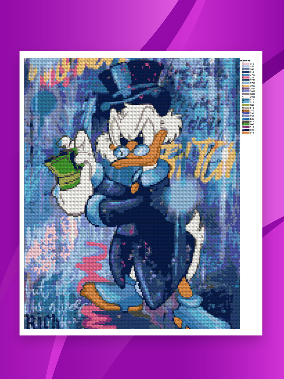 Алмазная мозаика без подрамника - вышивка Scrooge Mcduck Art 40 х 50 см