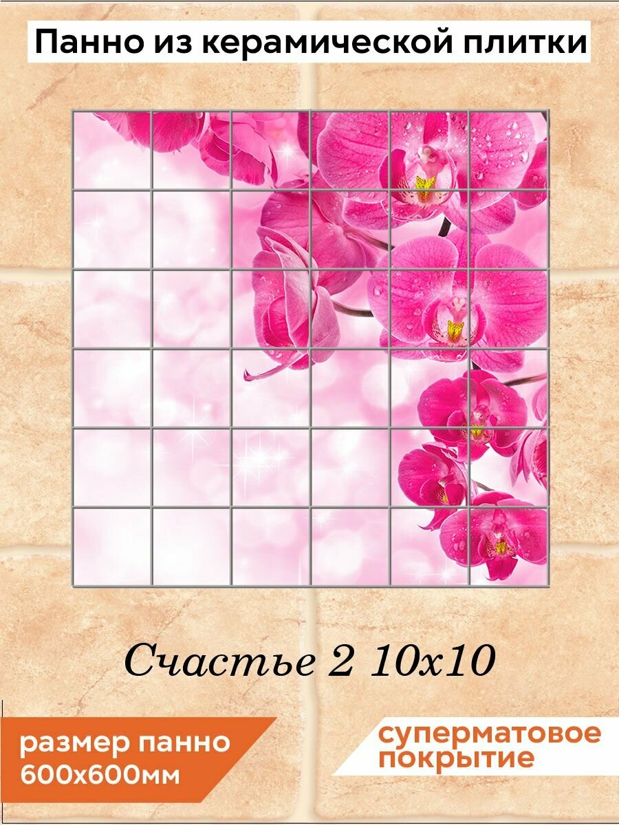 Панно из плитки Fres-co "Счастье 2 10х10", керамическое, декоративное, суперматовое, 60x60 см