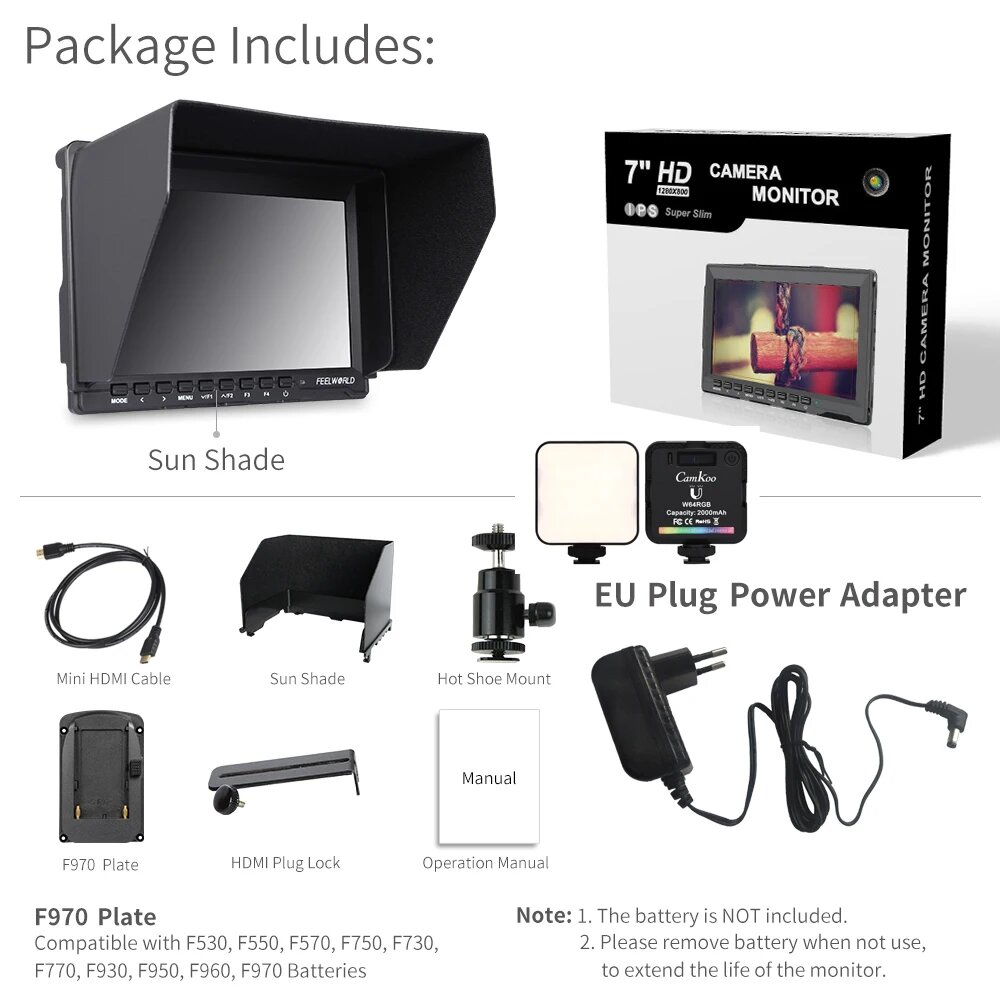 FEELWORLD FW759 7-дюймовый монитор для камеры EU charger RGB