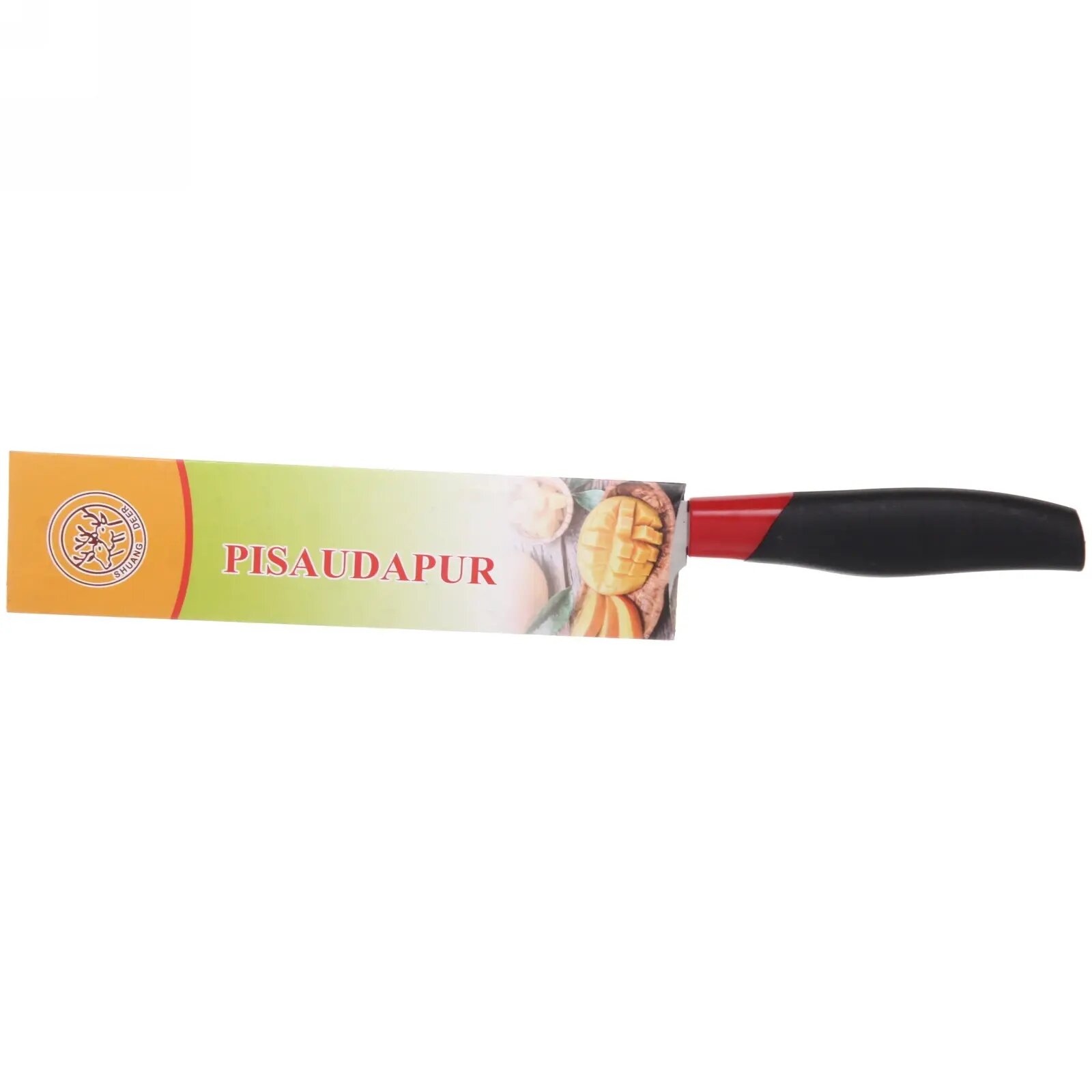 Кухонный нож 16,5см с эргономичной ручкой, металл, черно-красный