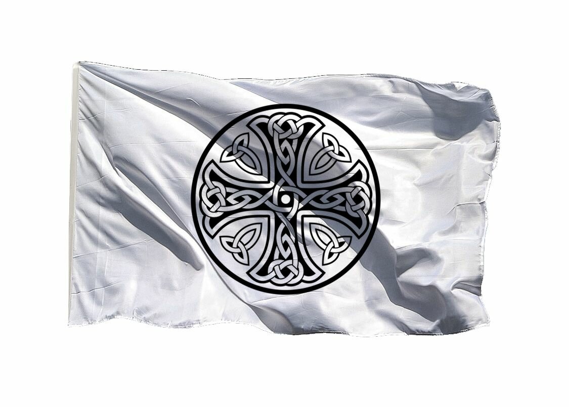 Флаг с кельнским крестом на белом фоне 70х105 см на сетке для уличного флагштока