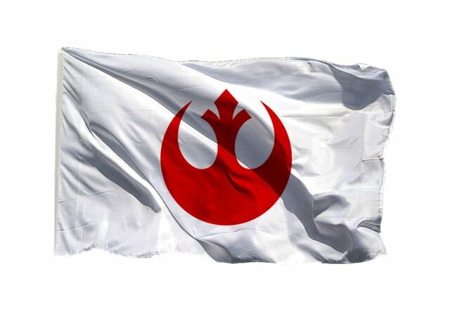 Флаг Альянса повстанцев из Звёздных войн на белом фоне, шёлк, 90х135 см - для ручного древка