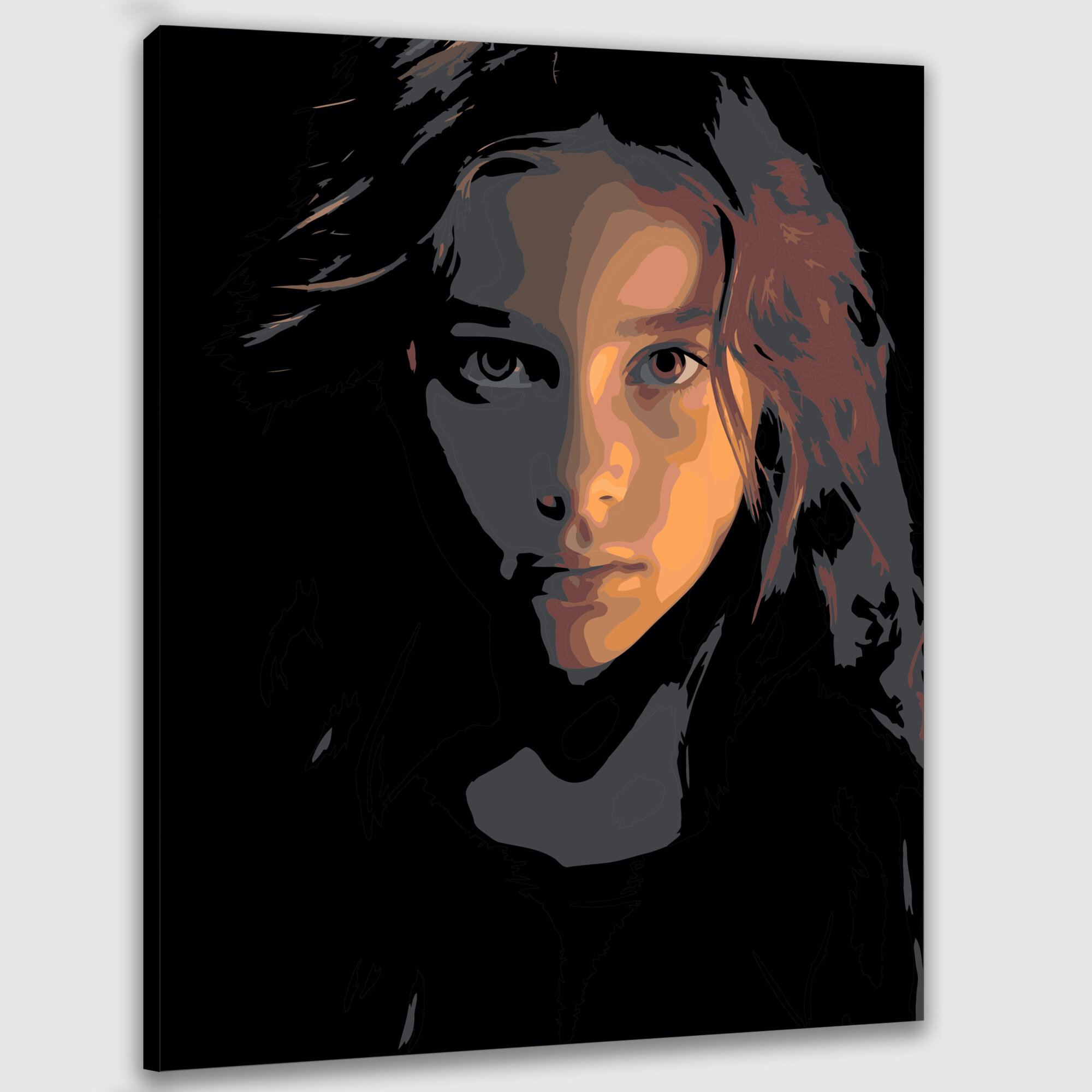 Картина по номерам 40x50 см, девушка, страсть, взгляд, лицо, преданность, свет, тени, глубина, драматизм