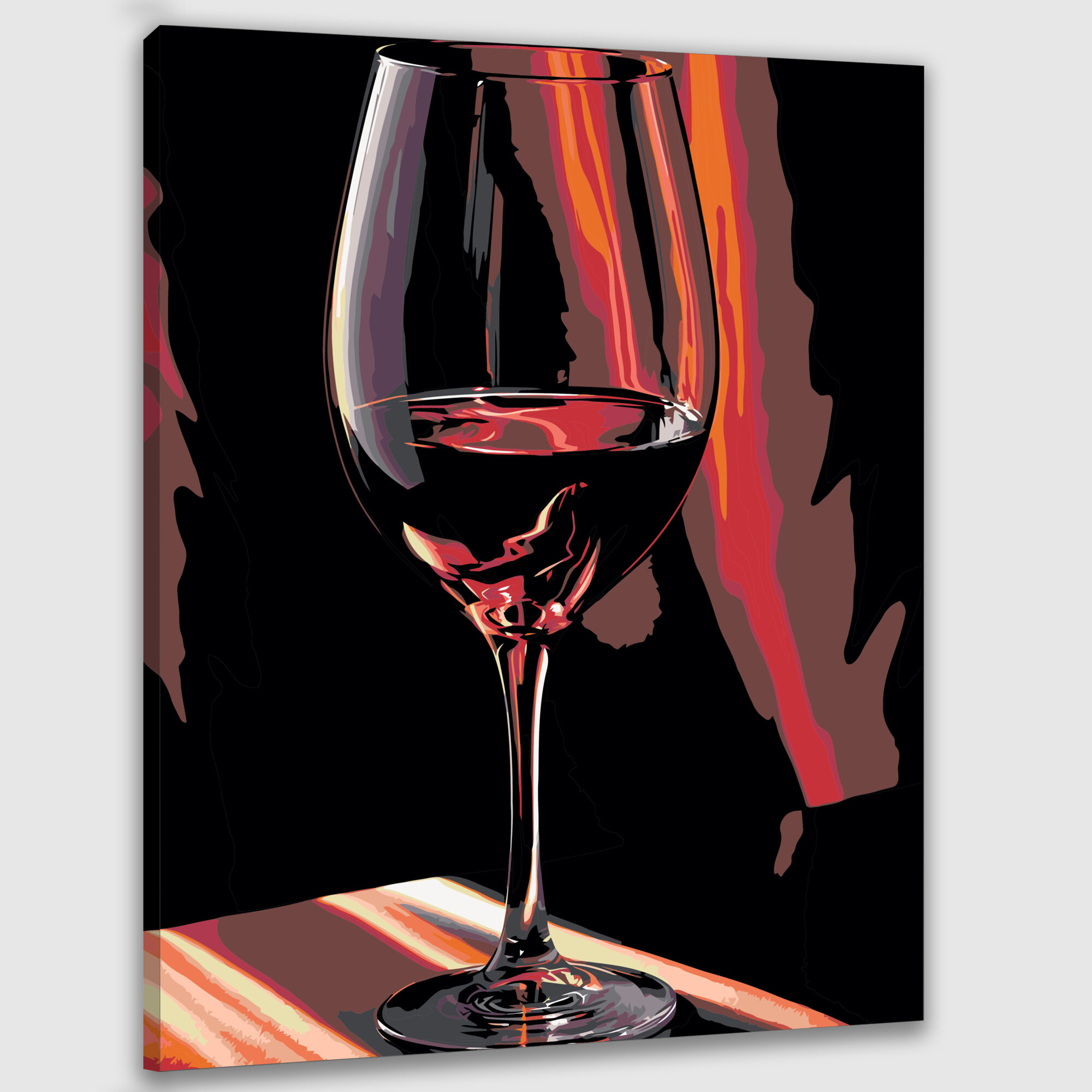 Картина по номерам 40x50 см, бокал, вино, темно-красная жидкость, луч солнечного света, игра света и тени, вина души