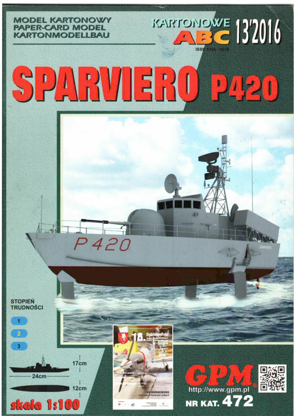 Сборная бумажная модель Корабль Sparviero P420 - GPM №13/16 (Журнал)