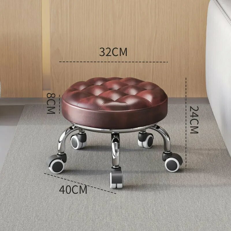 Табурет, Бытовой низкий табурет со шкивом, универсальный маленький табурет на колесиках, бесшумный ход, 1 шт.
