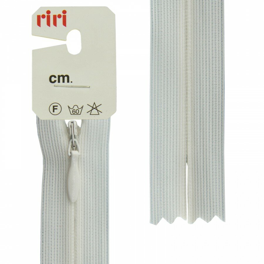 Молния потайная неразъемная, Т3, 22 см, цвет 2111, бело-бежевый светлый