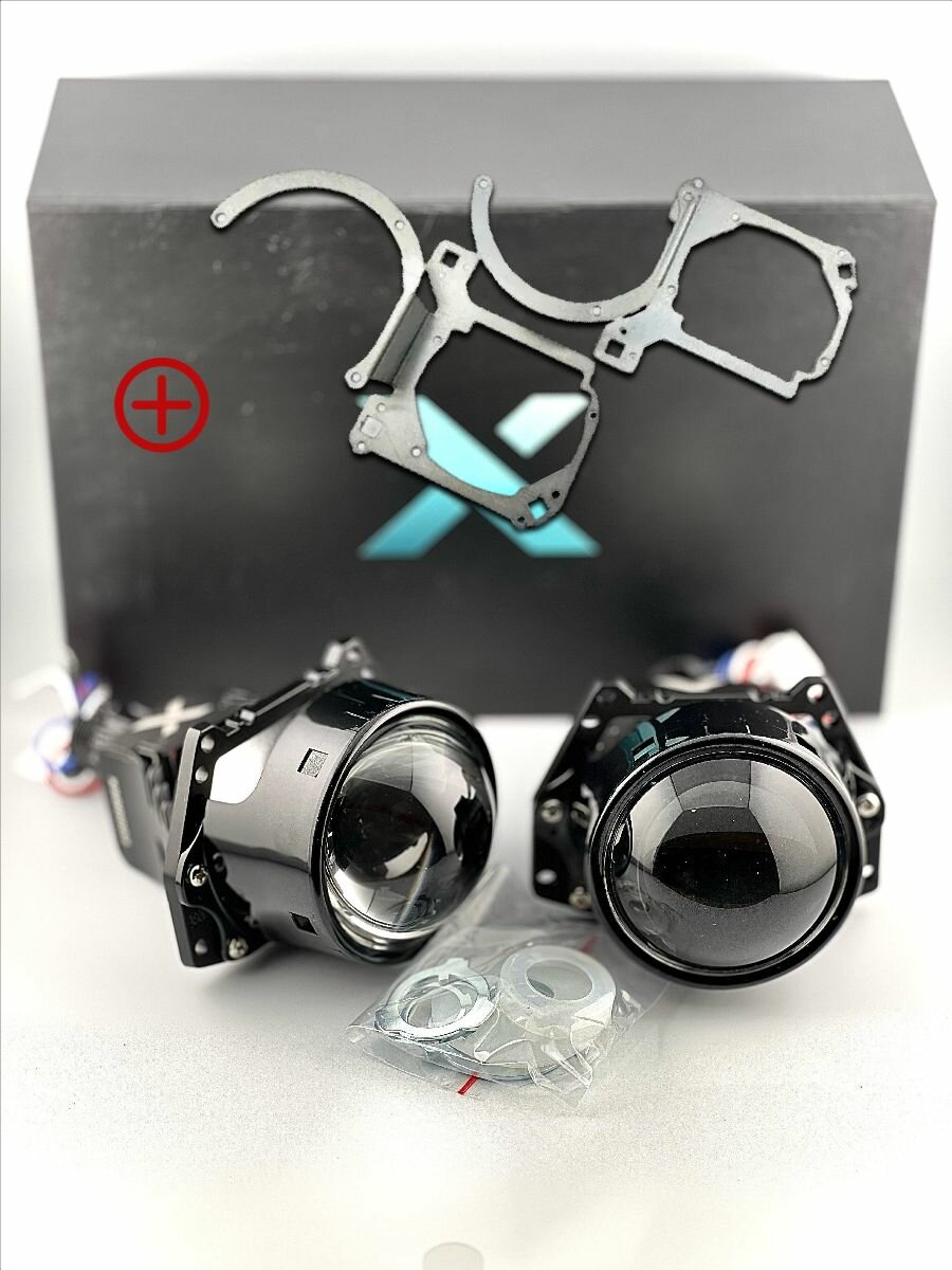 Линзы Bi Led DXL YH3 для Mazda 3 I (BK) 2003-2009 (линзы + рамки) 3.0 дюйма светодиодные ближнего и дальнего света в автомобильные фары / комплект 2шт