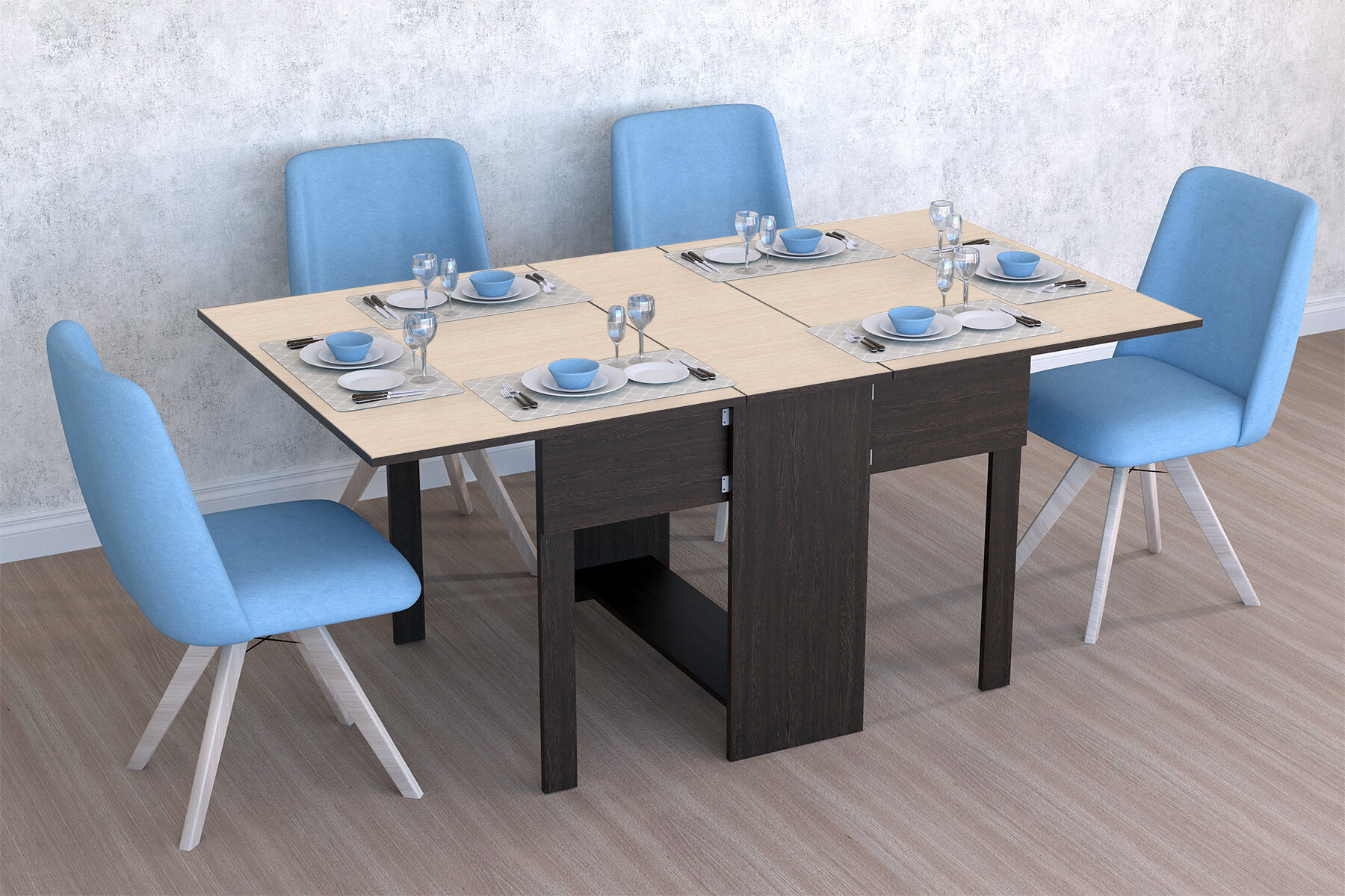 Cтол книжка тумба раскладной большой "Гигант" Цвет Дуб венге / Дуб белфорд, ширина 170см, кухонный, для кухни, в гостиную, для зала