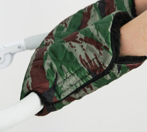 Муфта на ручку коляски / Стеганная / Цвет камуфляж