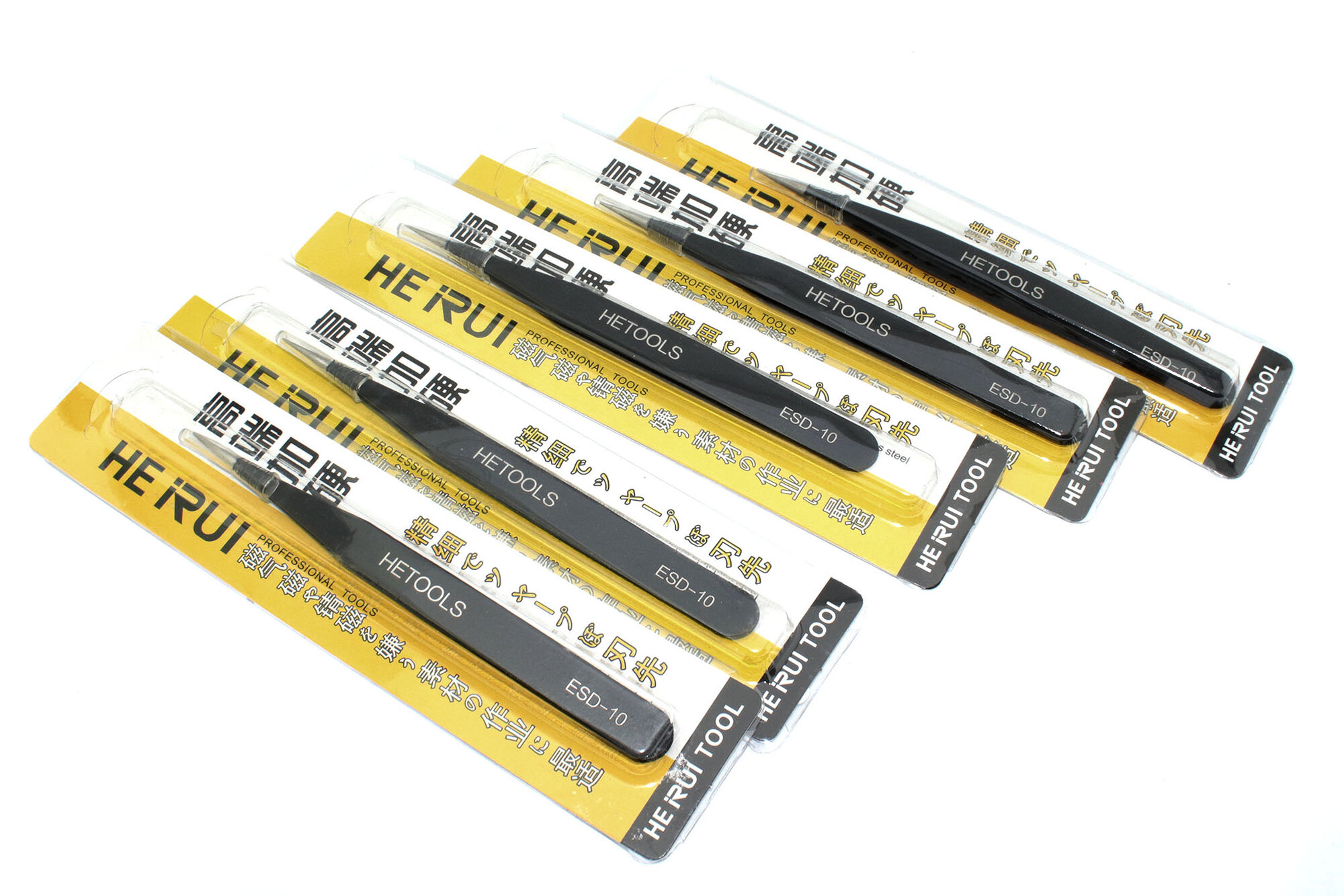 Пинцет HETOOLS ESD-10 прямой, чёрный 120мм 5 шт