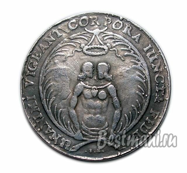 Серебряная медаль Бреслау Польша 1666 год сувенирная копия, ордена медали и награды