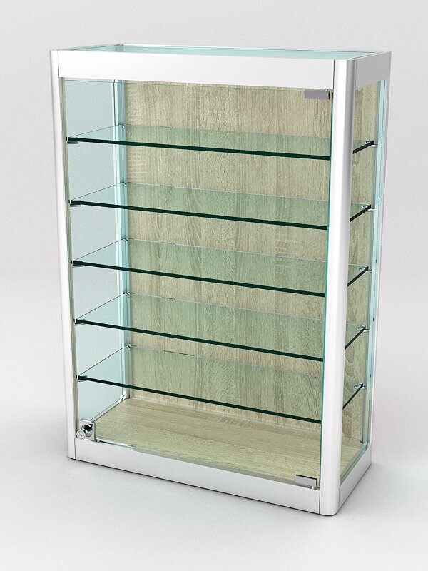 Витрина из профиля настенная "вайб ИКС" №2-5П-ДСП-220 (задняя стенка ДСП), Дуб Сонома