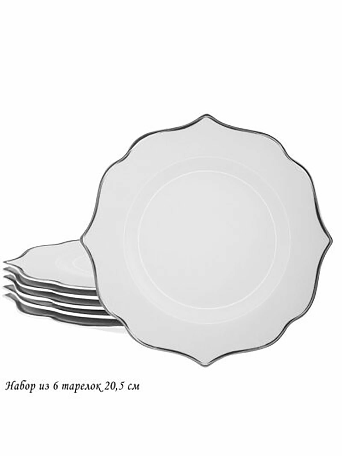 Набор из 6 тарелок 20,5см MAGNOLIA SILVER в под