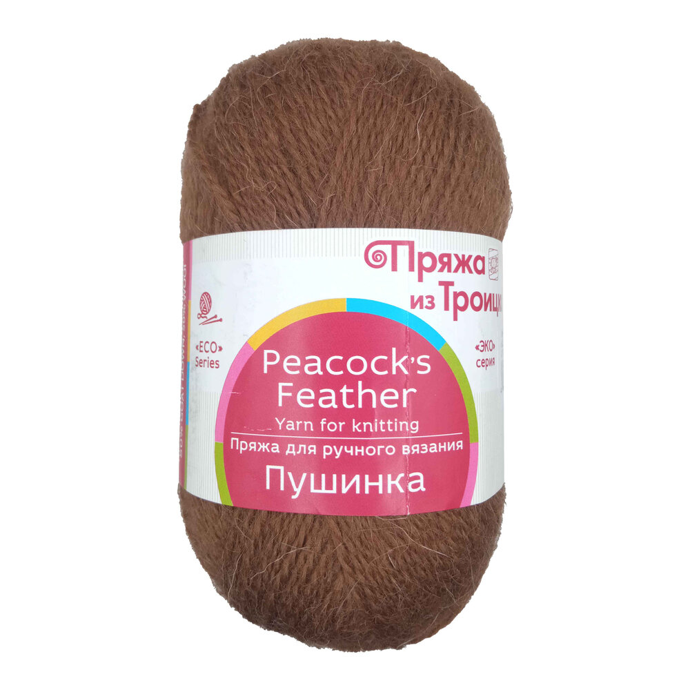 Пряжа для вязания ТКФ Пушинка 416 св. коричневый 50 гр/225 м 50% шерсть, 50% козий пух